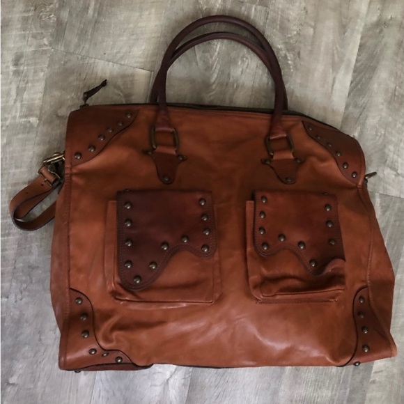 Be&D | Bags | Bed Brown Leather Satchel Bag Trimmed In Antique Brass ...